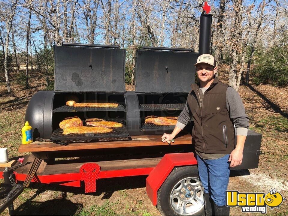 Used Custom-Built Reverse Flow Open Barbecue Smoker Tailgating Trailer ...